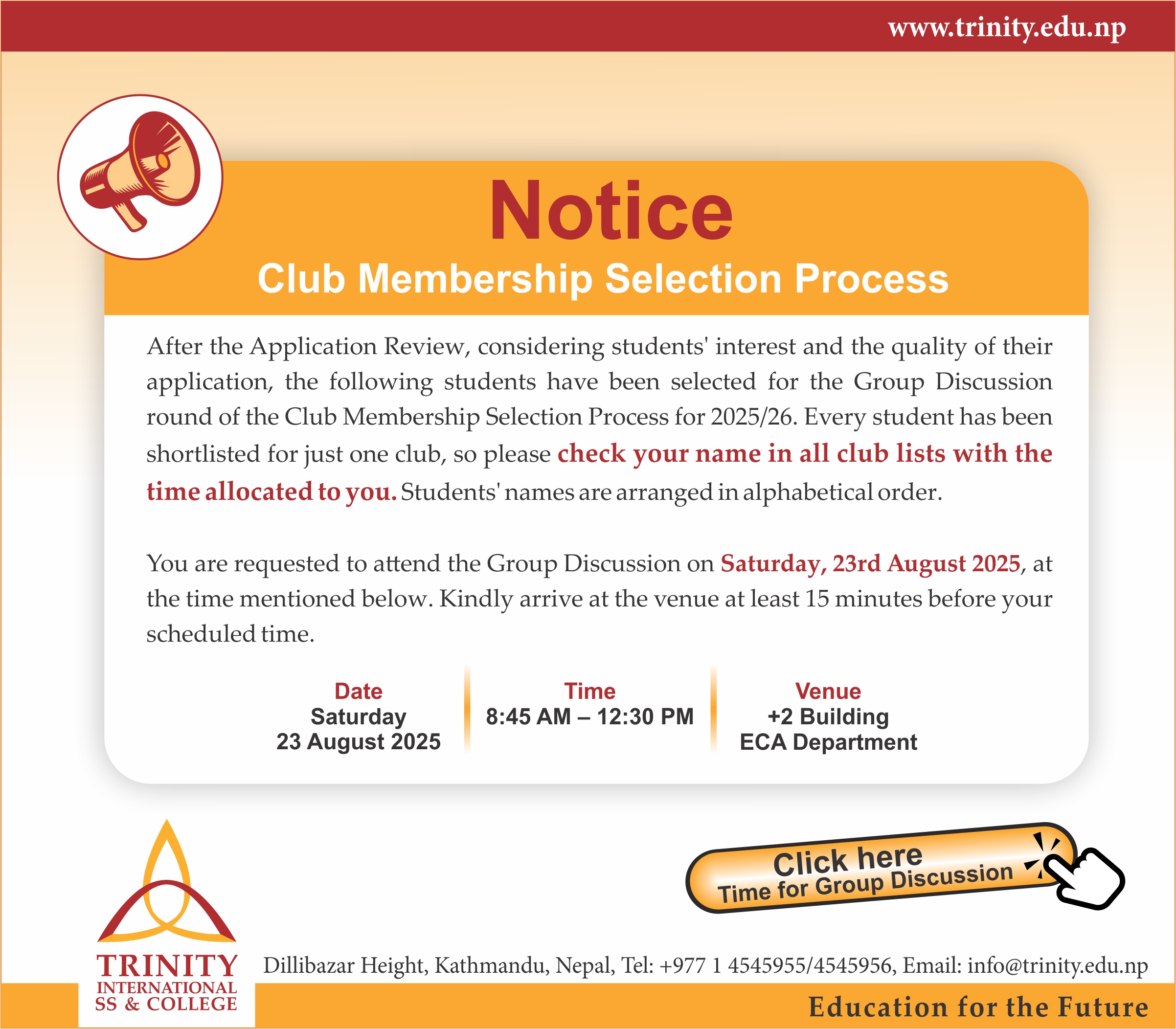 Club Membership Selection Process